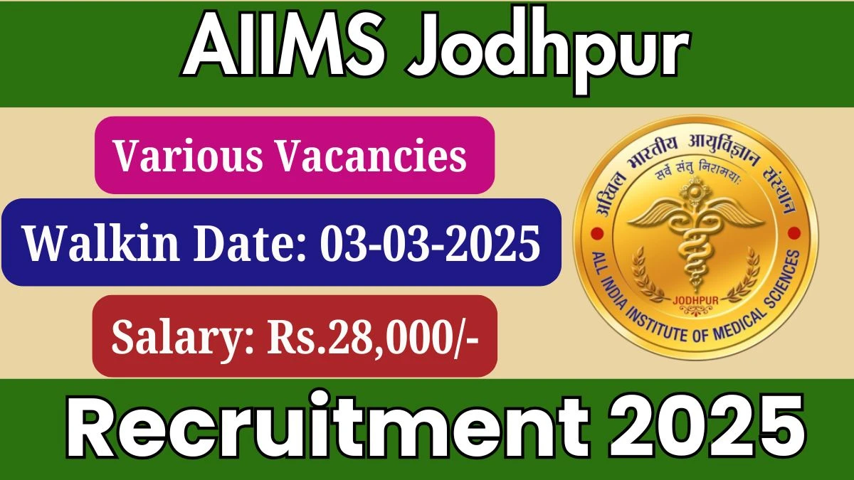 AIIMS Jodhpur Project Technical Support Recruitment 2025 – Walk in for 1 Post