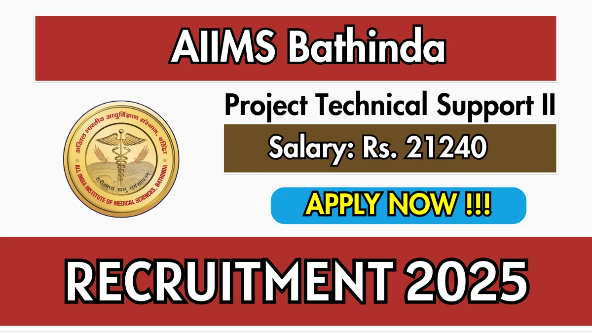 AIIMS Bathinda Project Technical Support II Recruitment 2025 - Apply Online
