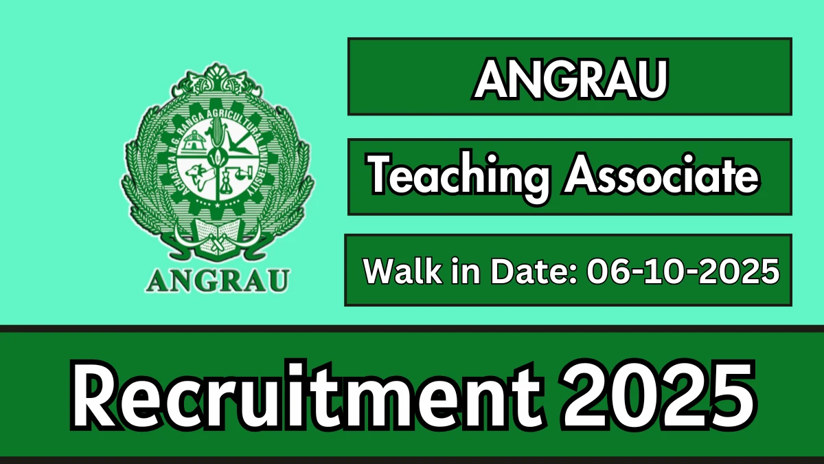 ANGRAU Teaching Associate Recruitment 2025 – Walk in