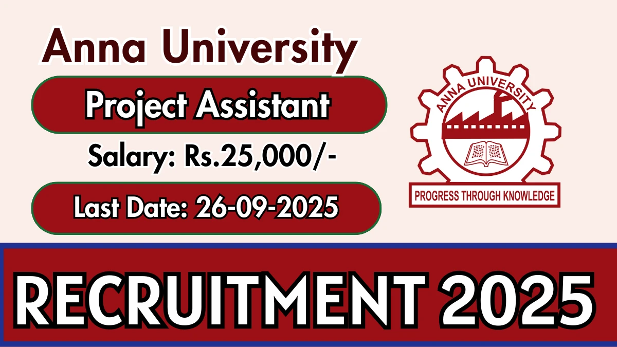 Anna University Project Assistant Recruitment 2025 - Apply Offline for ...