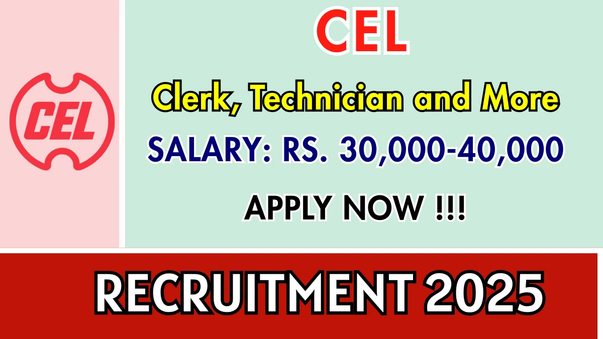 CEL Recruitment 2025 - Apply Offline for 46 Clerk, Technician and More ...