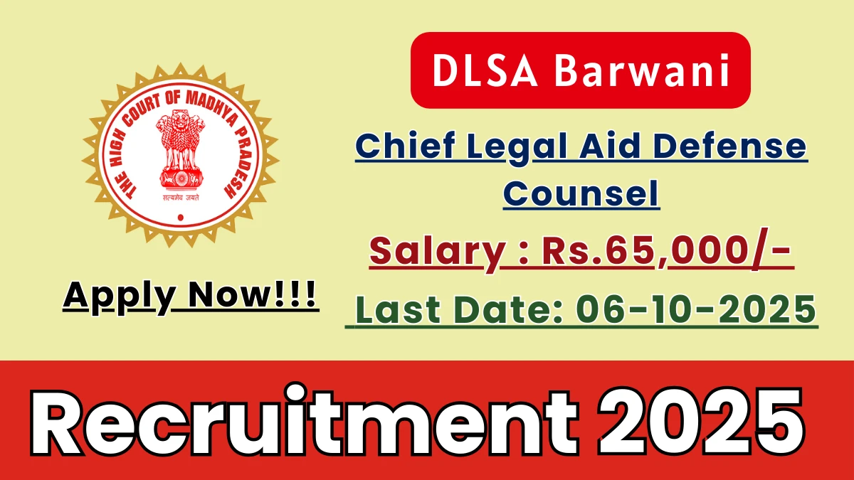 DLSA Barwani Chief Legal Aid Defense Counsel Recruitment 2025 - Apply ...