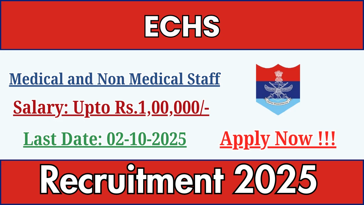 ECHS Recruitment 2025 - Apply Offline for 04 Medical and Non Medical ...