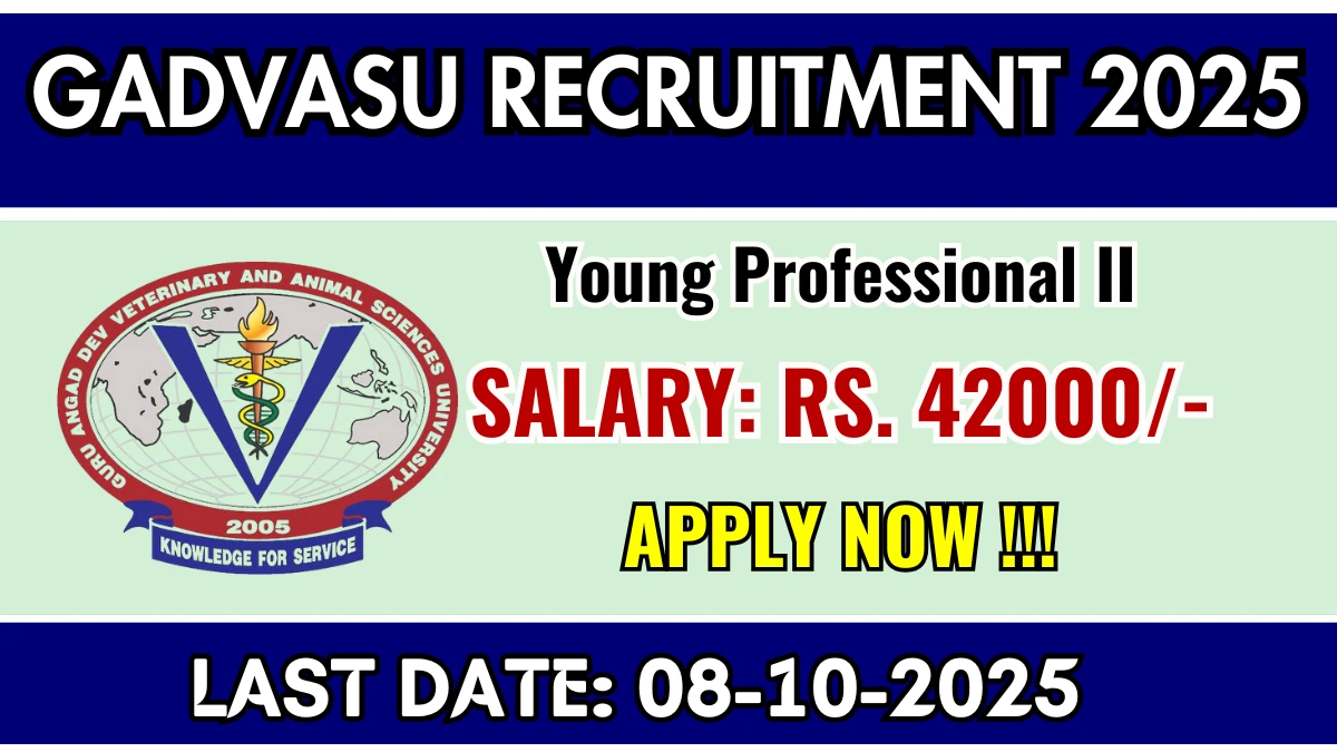 GADVASU Young Professional II Recruitment 2025 - Apply Offline
