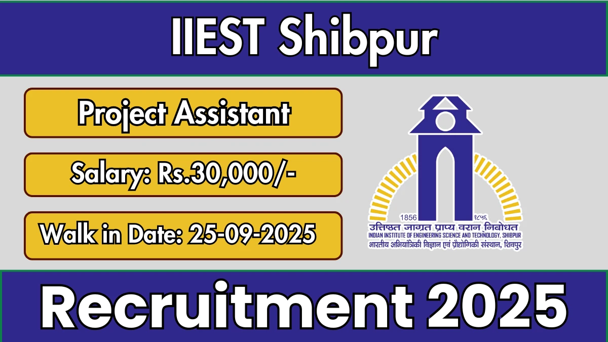 IIEST Shibpur Project Assistant Recruitment 2025 – Walk in
