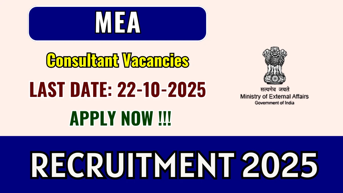 MEA Consultant Recruitment 2025 - Apply Online