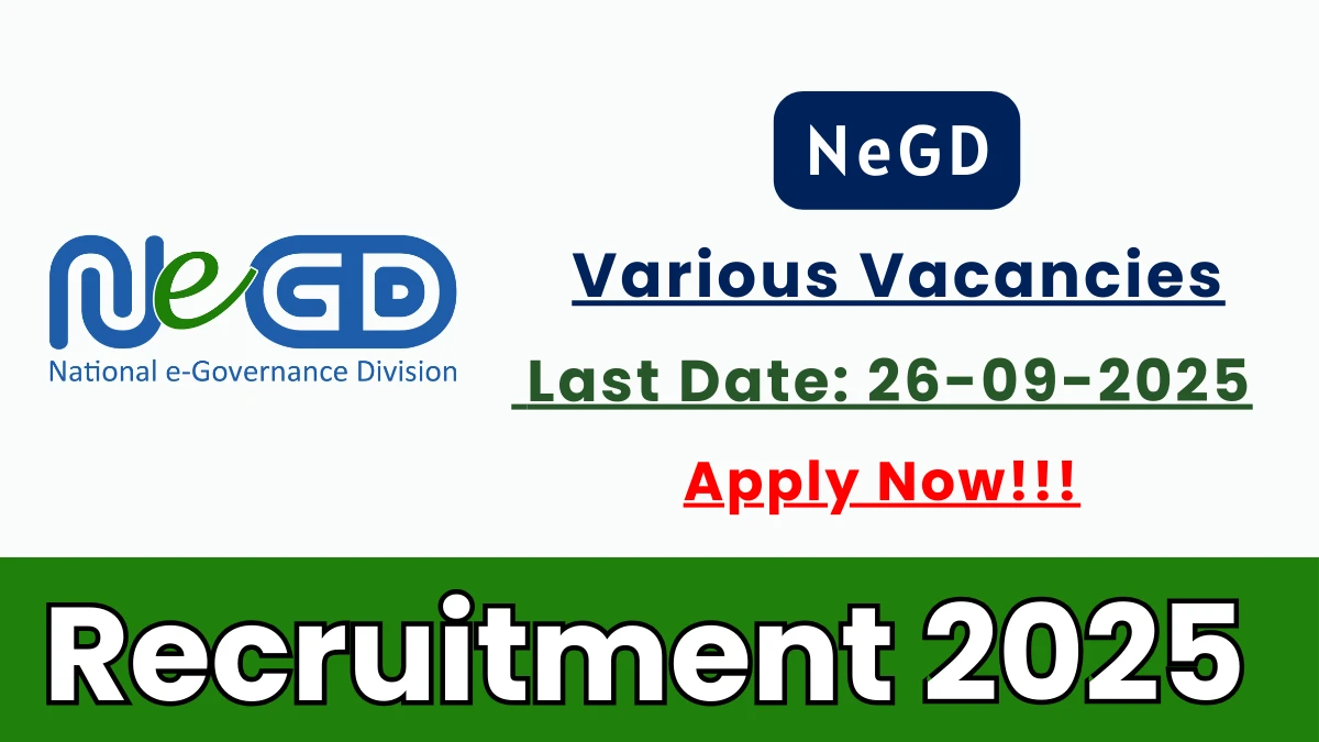 NeGD Recruitment 2025 - Apply Online for 06 Data & Analytics Lead, Tech ...
