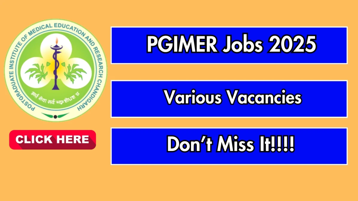 PGIMER Recruitment 2025 - Apply Offline for Junior Consultant, Data ...