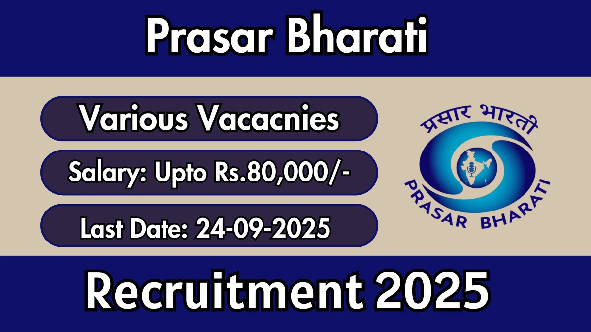 Prasar Bharati Recruitment 2025 - Apply Online for 50 Content Manager ...