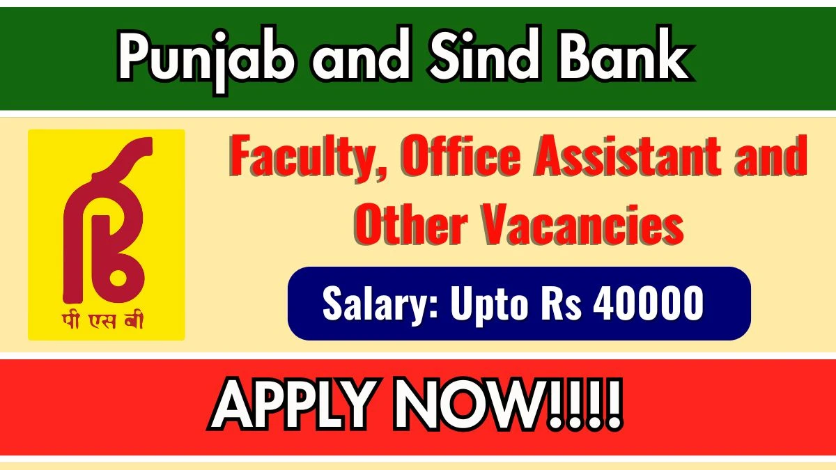 Punjab and Sind Bank Support staff Recruitment 2025 - Apply Offline for 11 Faculty, Office ...