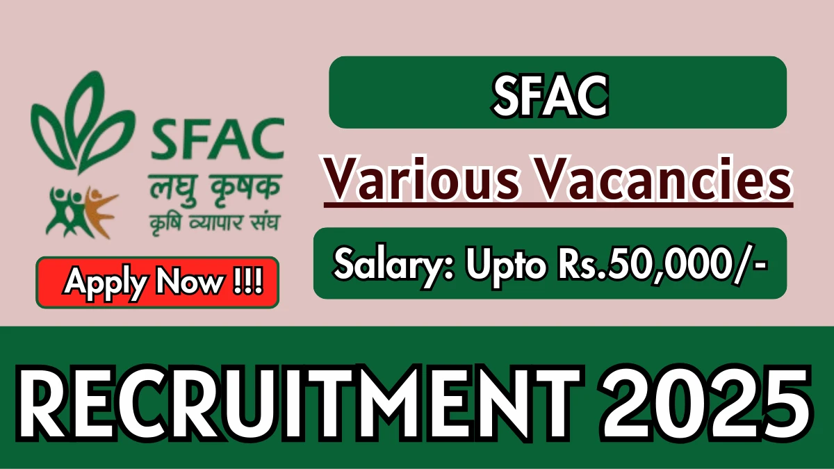 SFAC Recruitment 2025 - Apply Offline for 04 Young Professional, Project Assistant Posts