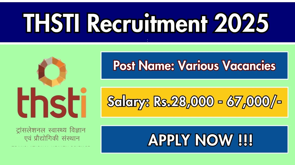 THSTI Recruitment 2025 – Walk in for Project Research Scientist II ...