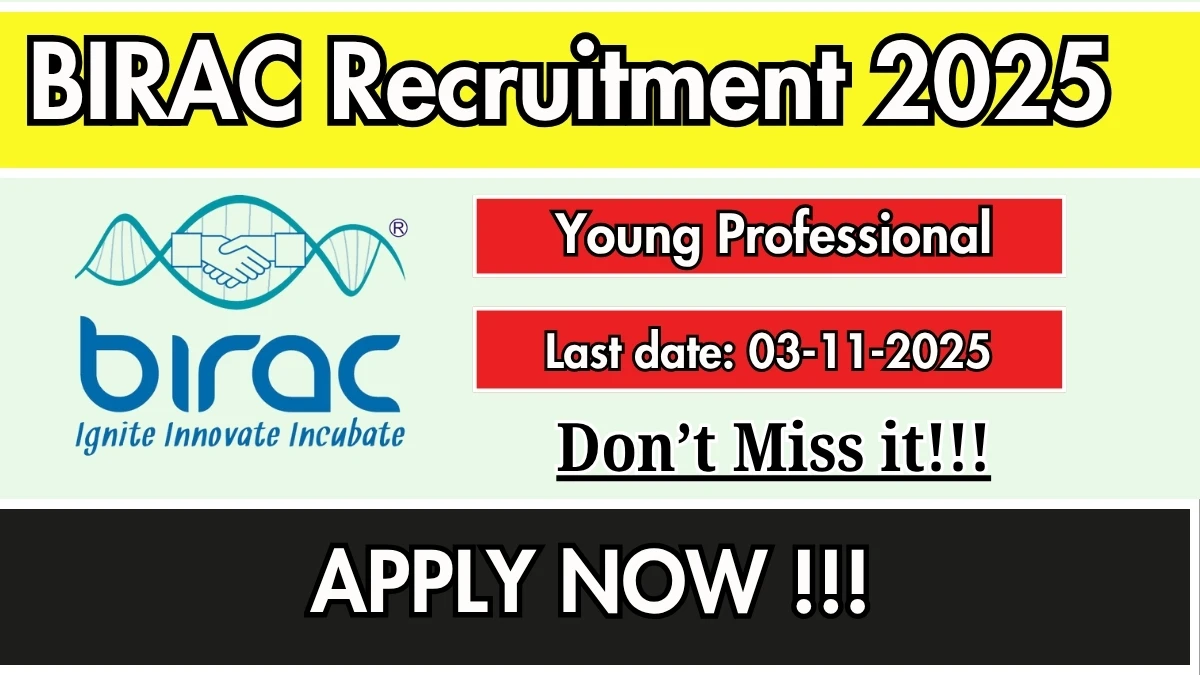 BIRAC Young Professional Recruitment 2025 - Apply Online