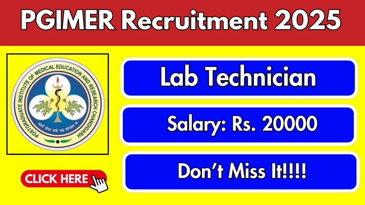 PGIMER Lab Technician Recruitment 2025 - Apply Offline