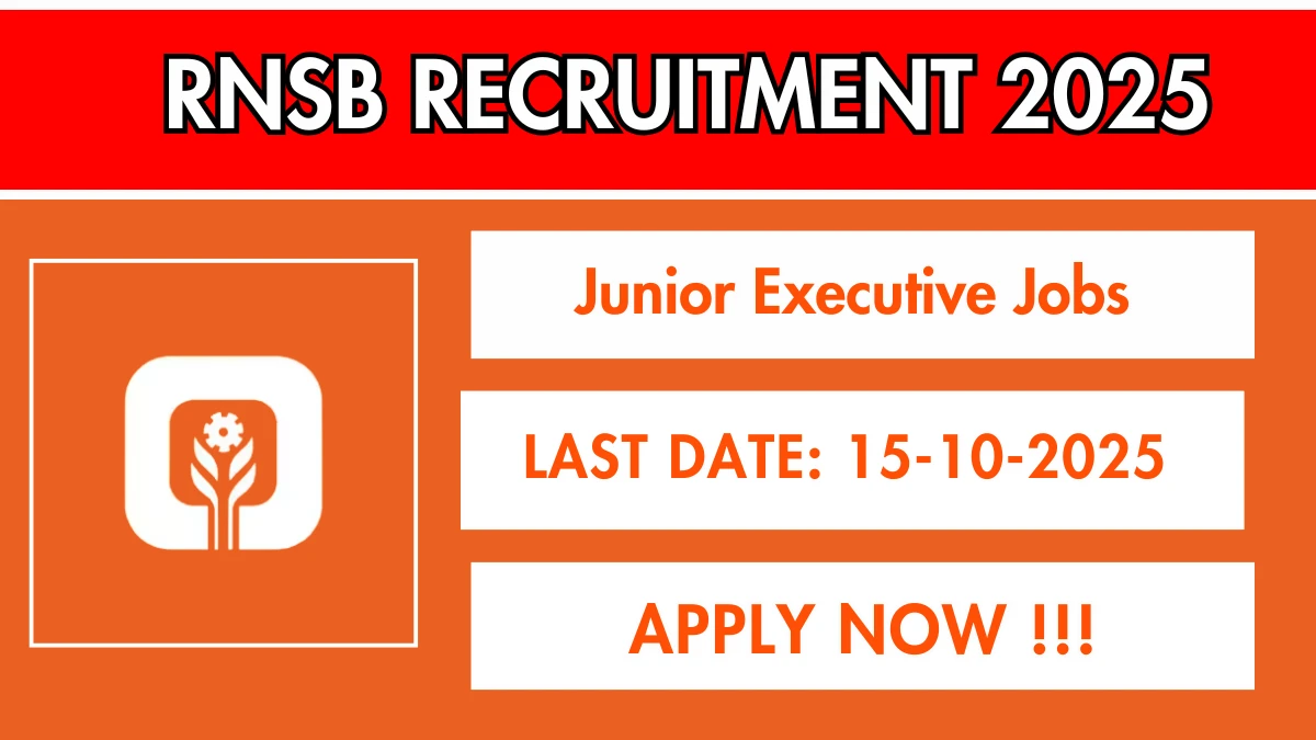 RNSB Junior Executive Recruitment 2025 - Apply Online