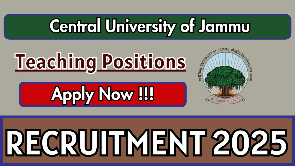 Central University of Jammu Teaching Positions Recruitment 2025 - Apply Online