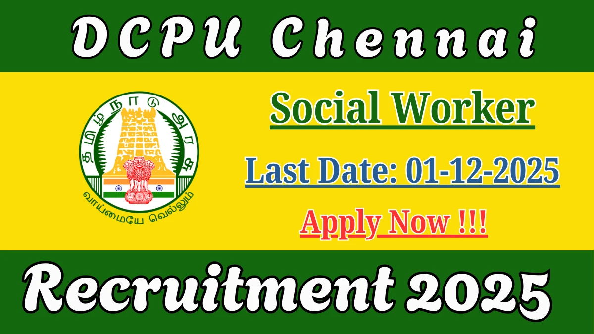 DCPU Chennai Social Worker Recruitment 2025 - Apply Offline