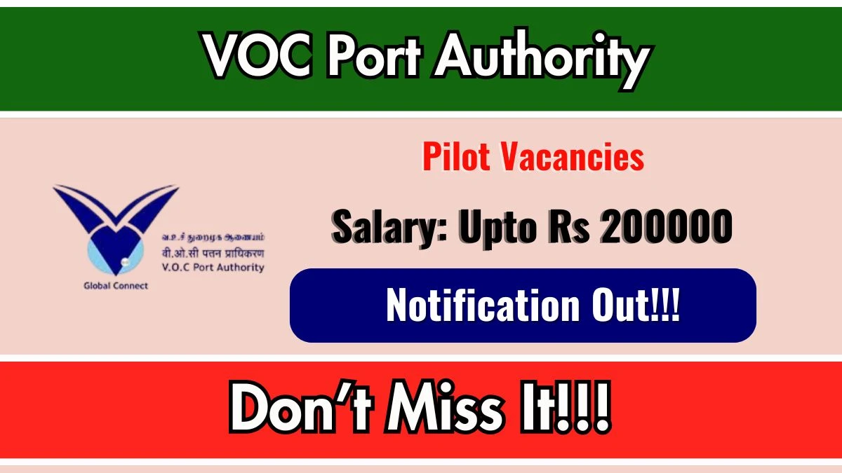 V.O. Chidambaranar Port Authority Pilot Recruitment 2026 - Apply Offline
