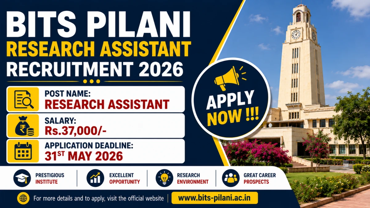 BITS Pilani Research Assistant Recruitment 2026 - Apply Online