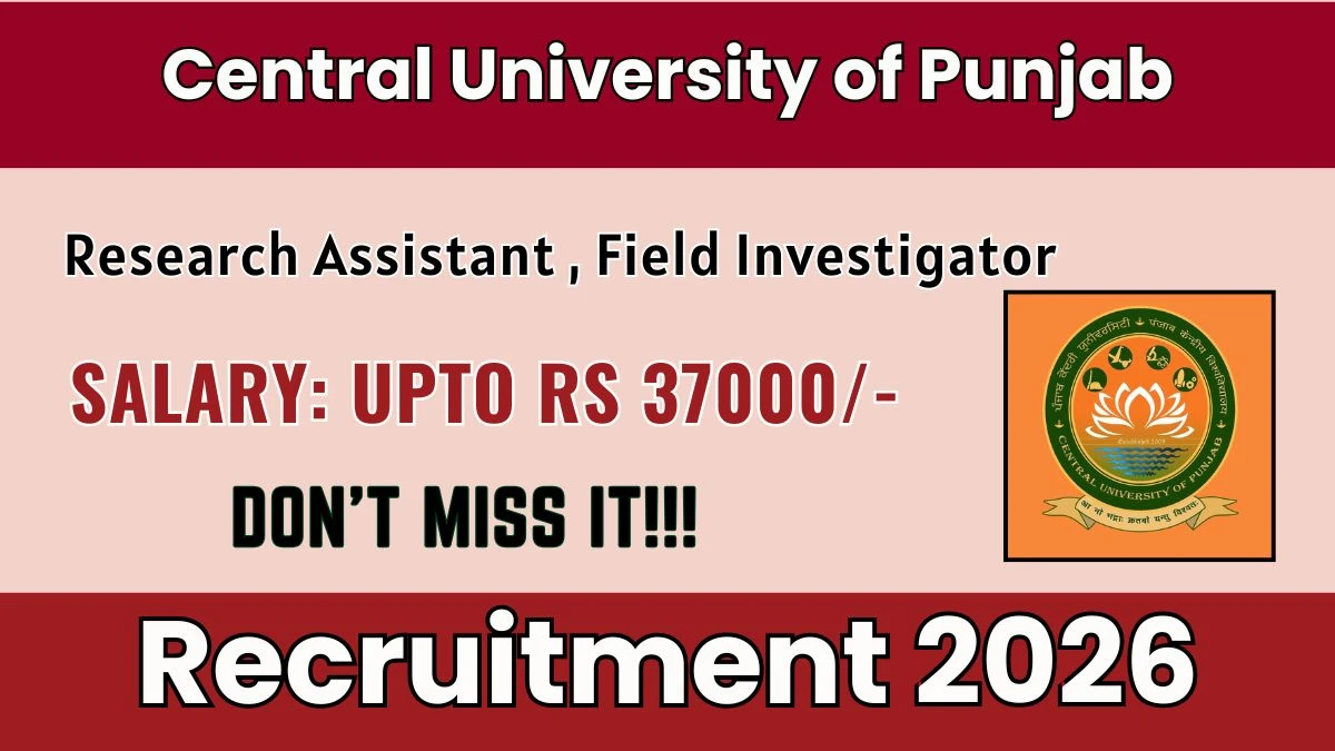 Central University of Punjab Recruitment 2026 - Apply Online for ...