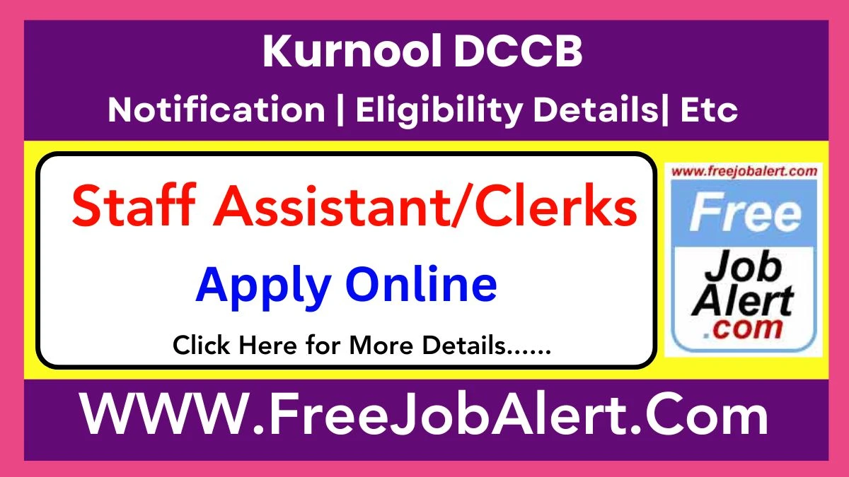 Kurnool DCCB Staff Assistant/Clerks Recruitment 2025 - Apply Online for 50 Posts